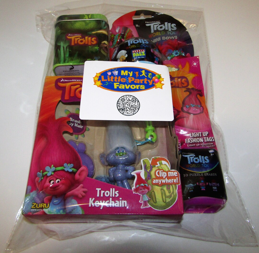 Gift Birthday Theme Mix Trolls Bundle of 6 Items Keychain Blind Bags ...