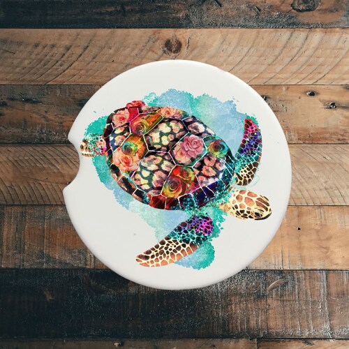Sea Turtle Personalized Car Coasters Set of 2 Customized | Etsy