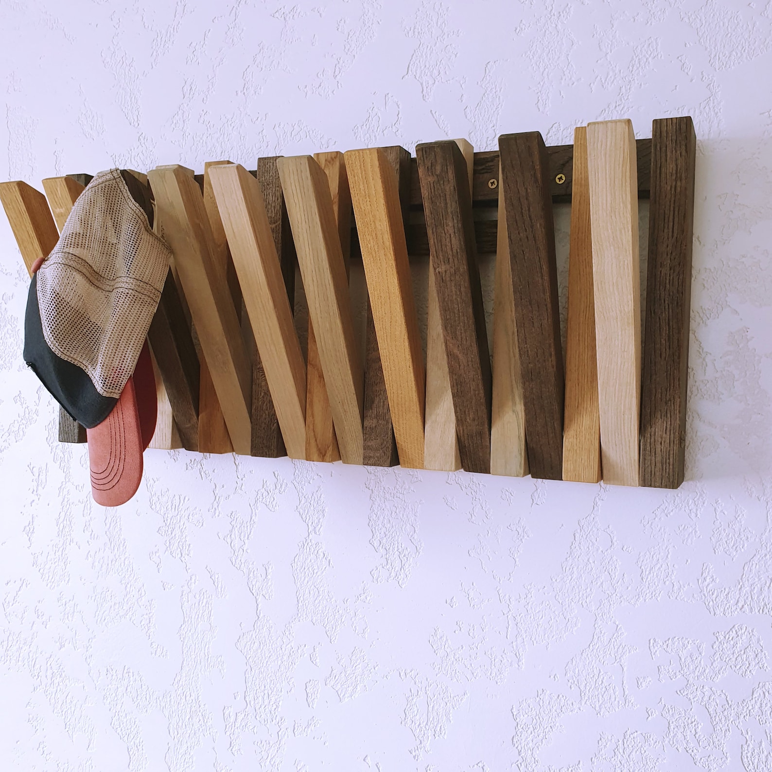 Wall Mounted Organizer. Coat Rack. Colored. Solid Oak - Etsy