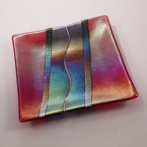 Fused Glass - Square - Art Glass - Decorative - Centerpiece - Colorful ...