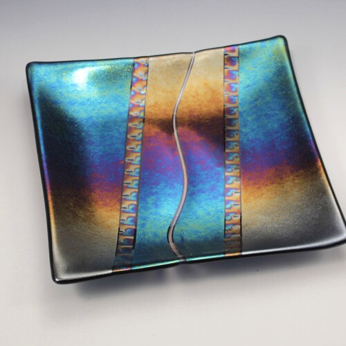 Fused Glass Tray Square Tray Art Glass Decorative - Etsy