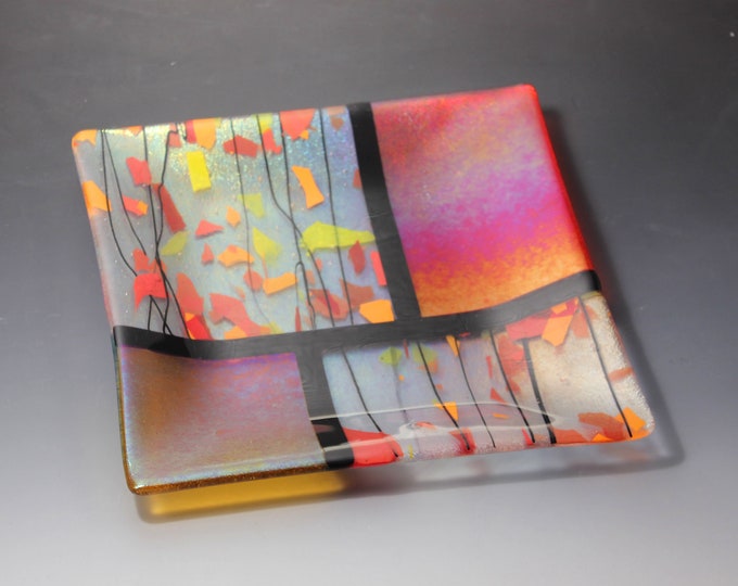 Fused Glass Tray Square Tray Art Glass Decorative - Etsy