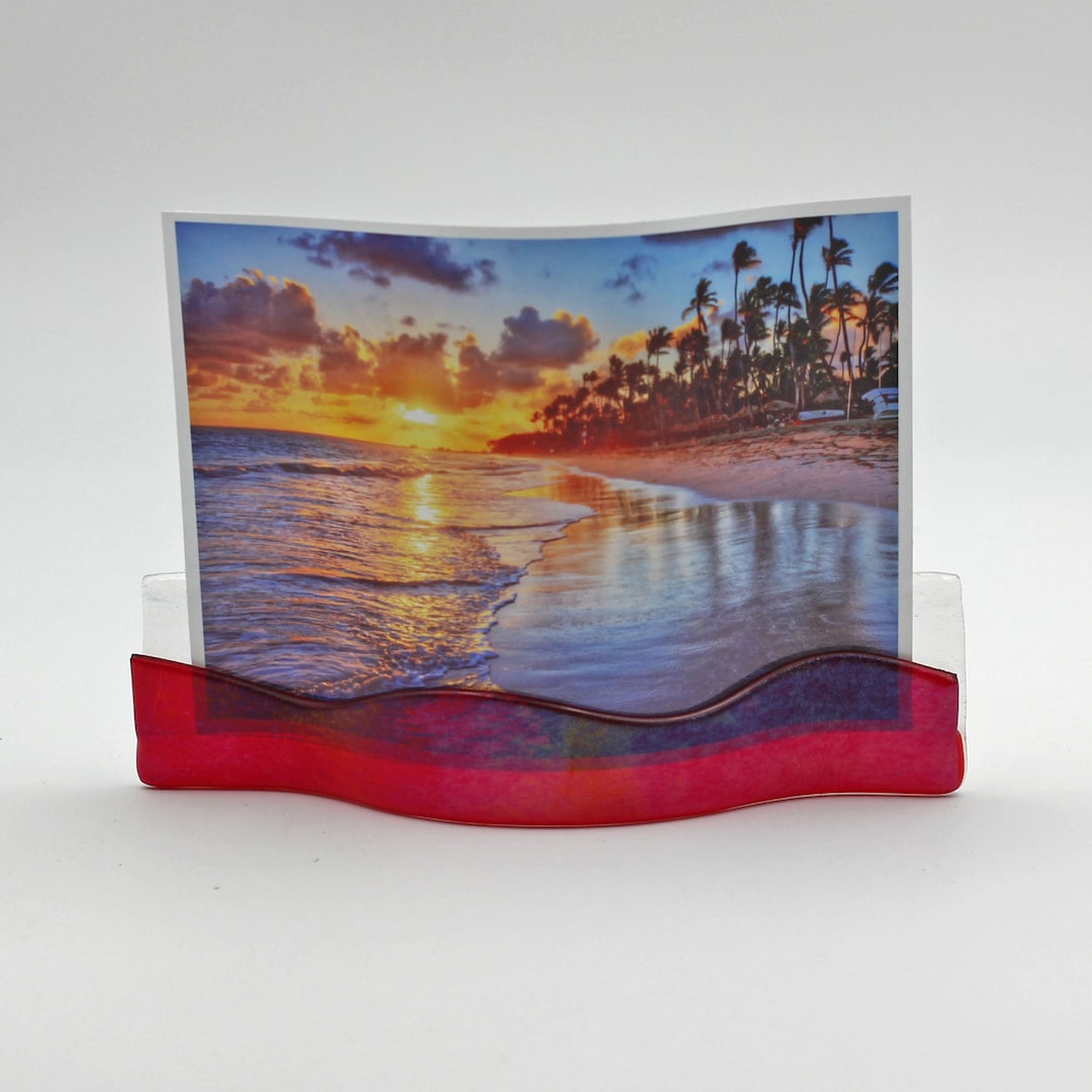 Ruby Wavyframe - Freestanding Fused Glass Picture Holder - Art ...