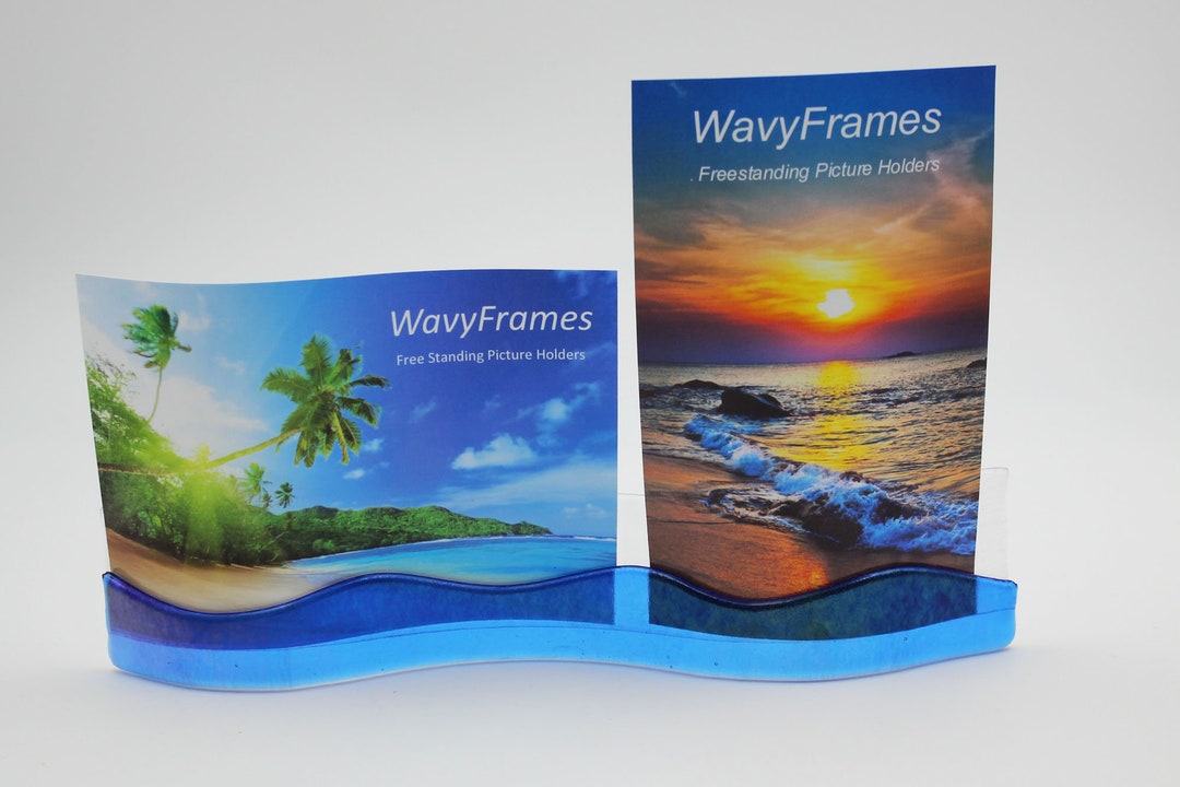 Aquamarine Wavyframe - Two Photo - Freestanding Picture Holder - Art ...