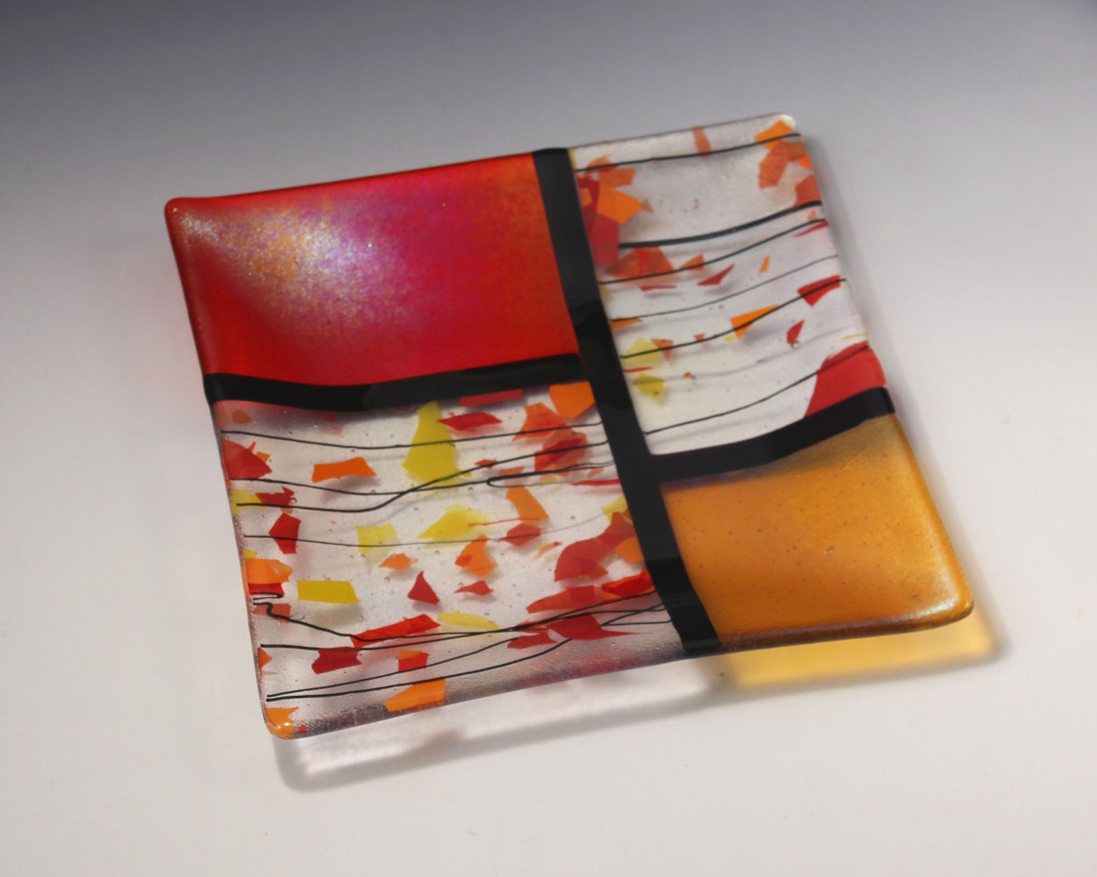 Fused Glass Tray Square Tray Art Glass Decorative Etsy