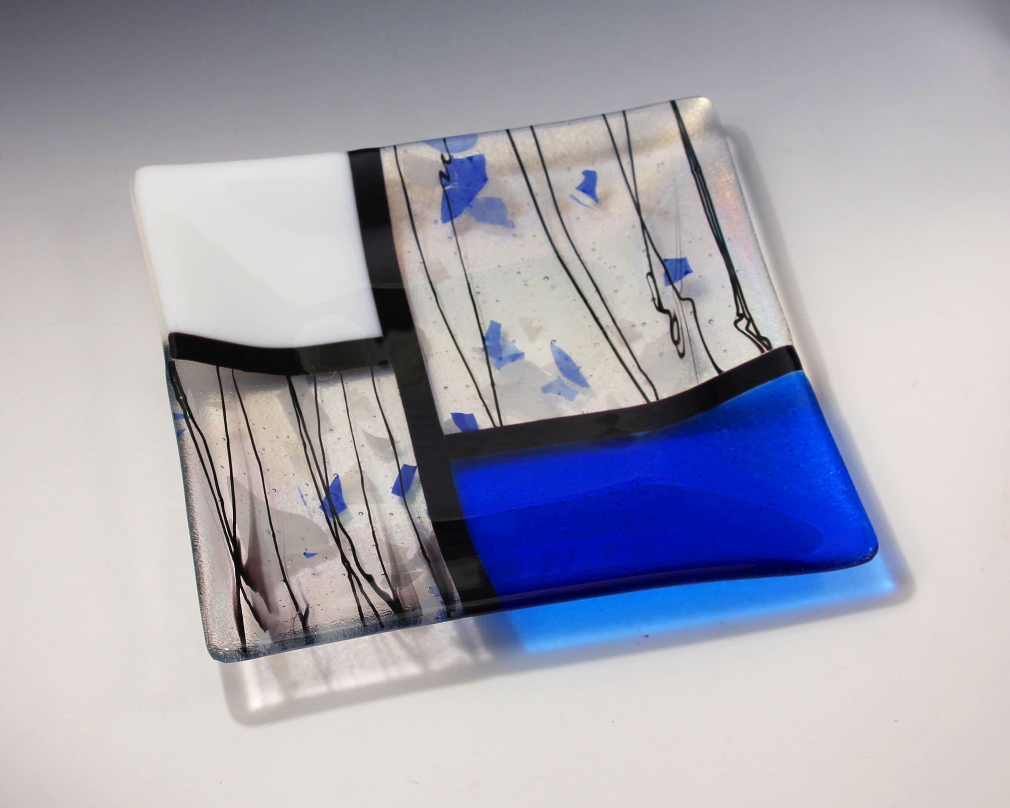 Fused Glass Tray - Square Tray - Art Glass - Decorative - Centerpiece ...