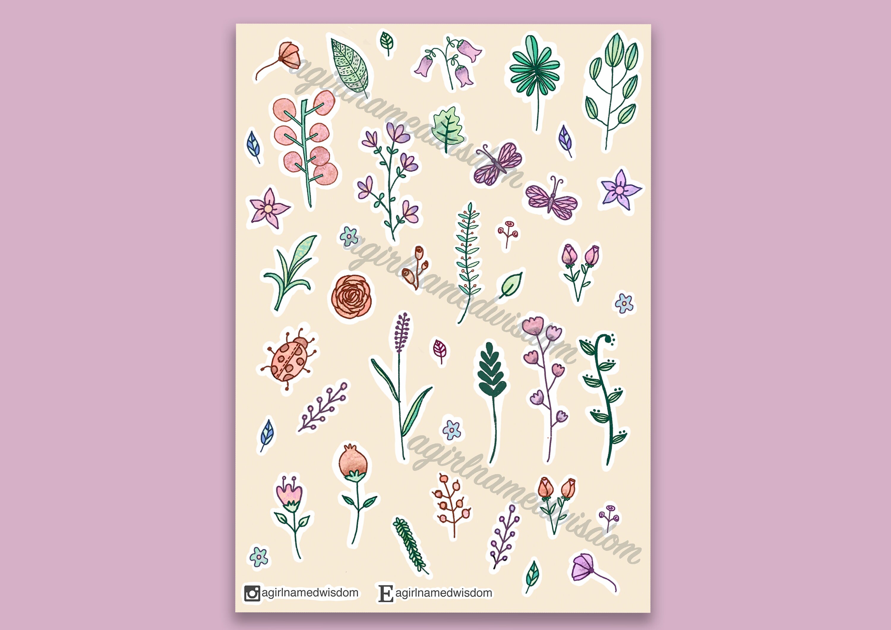 Hand Drawn Spring Flowers Printable Sticker Planner Kit - Etsy