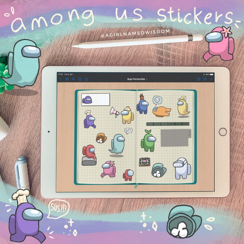 Among Us Digital Hand Drawn Planner Stickers, Printable, Goodnotes ...