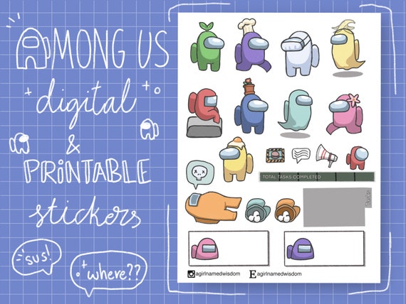 Among Us Digital Hand Drawn Planner Stickers Printable | Etsy