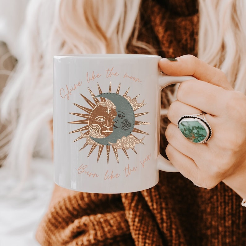 Celestial Sun and Moon Ceramic Mug: Witchy Coffee Lover Gift - Etsy