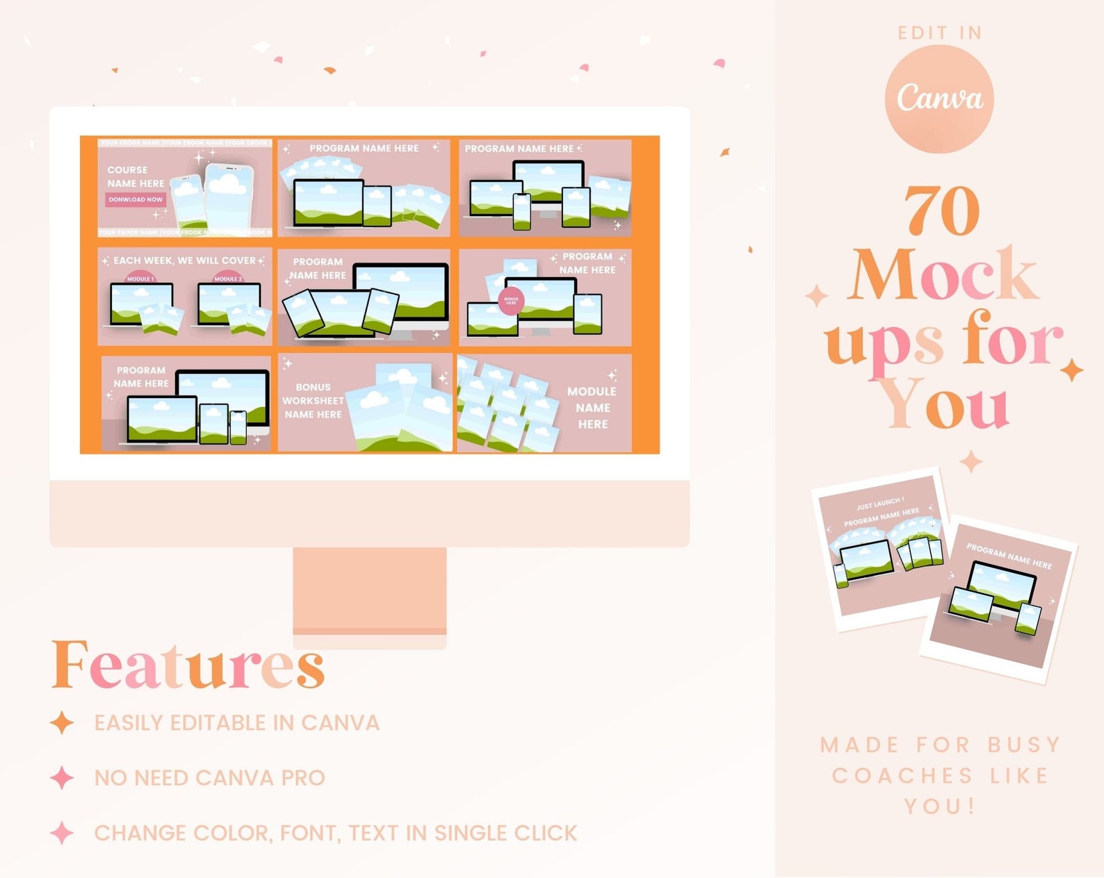 Mock up Canva Template for Coaches, Course Creator Mockups,digital ...