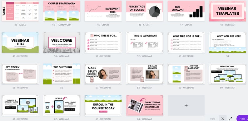 CANVA TEMPLATE for Online Course Webinar Slide Presentation | 58 Canva ...