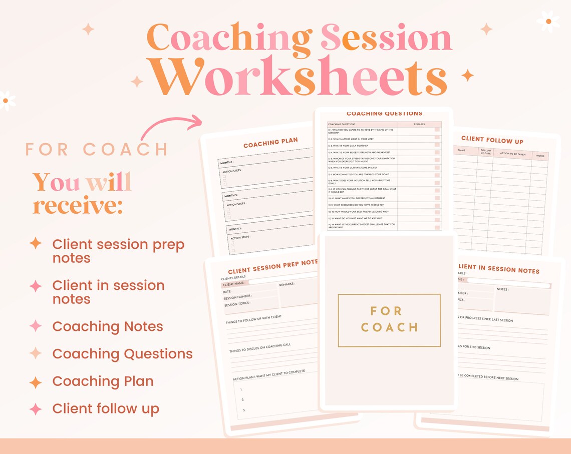Coaching Session Worksheets |coaching Toolkit |coaching Worksheet ...