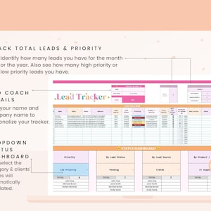 Lead Tracker Spreadsheet for Coaches, CRM, Client Relationship ...