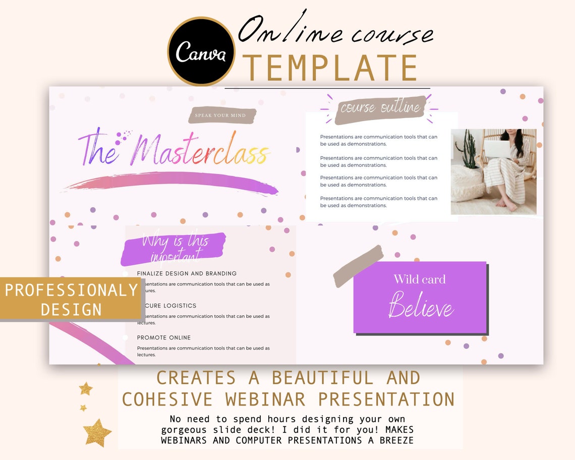 10 CUSTOMIZABLE ONLINE COURSE Template for Course Creator, Webinar ...