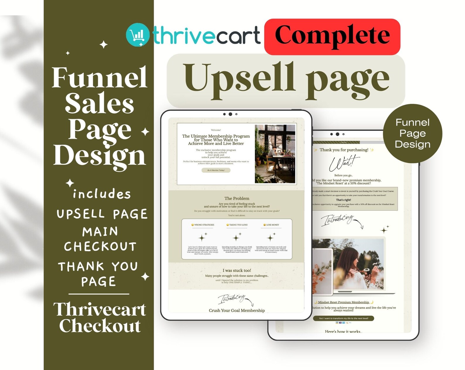 Complete Funnel Thrivecart Sales Page Template Upsell + Downsell ...
