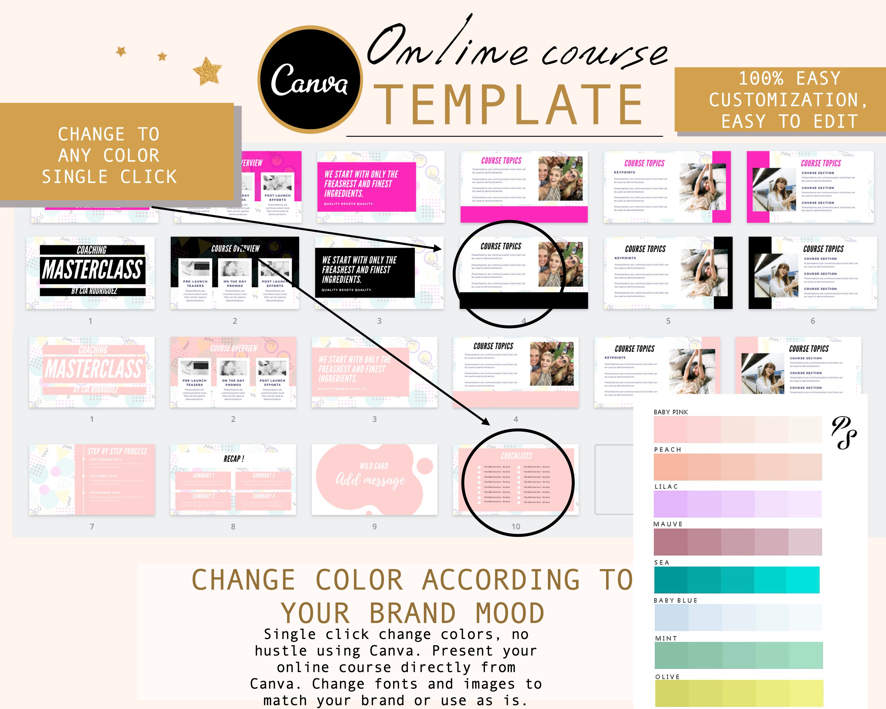 10 CUSTOMIZABLE ONLINE COURSE Template for Course Creator, Webinar ...