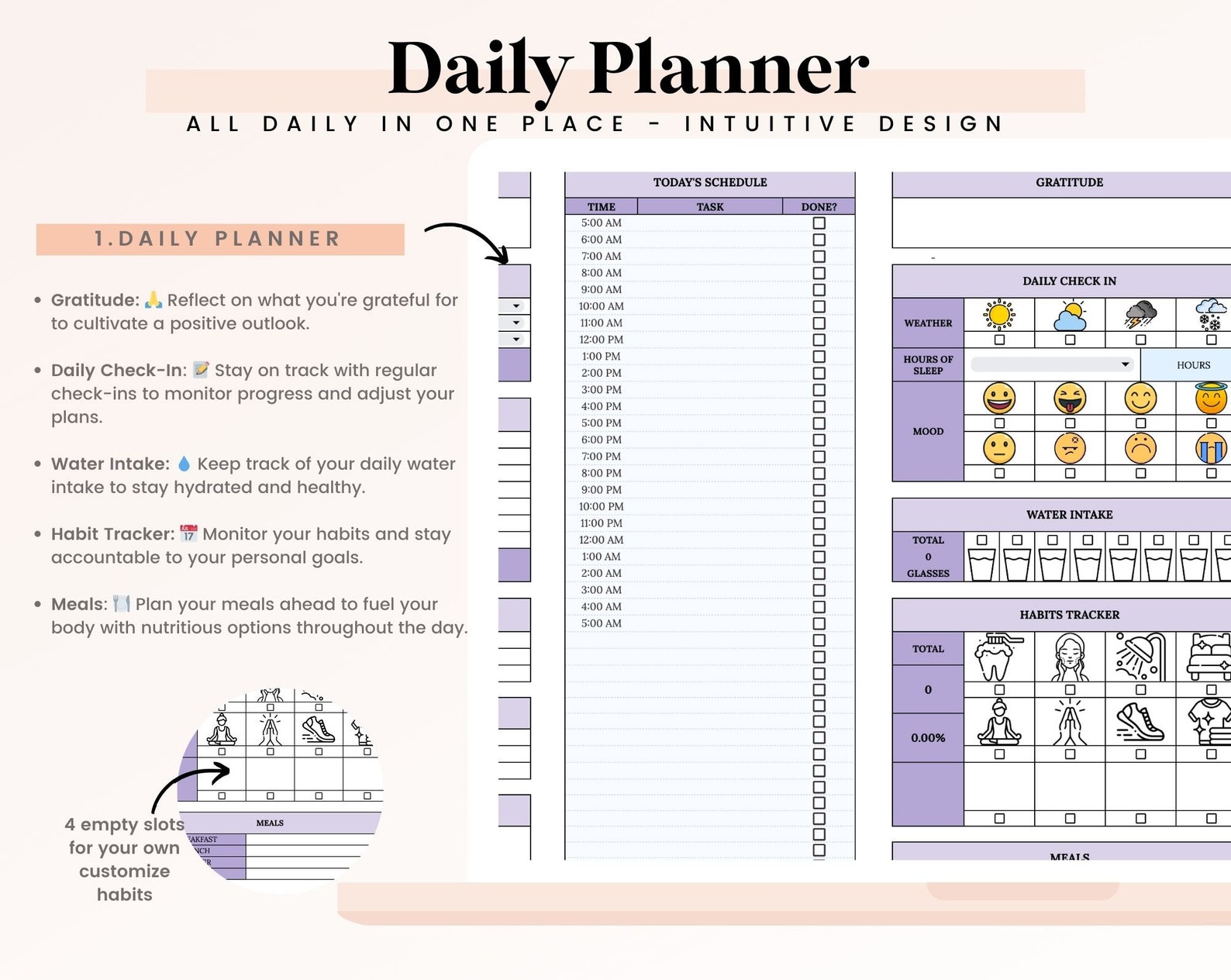 Daily Weekly Schedule Spreadsheet Daily Planner Google Sheets Template ...