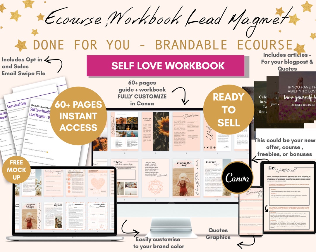 Self Love Workbook Canva Template Brandable Ecourse |doneforyou ...