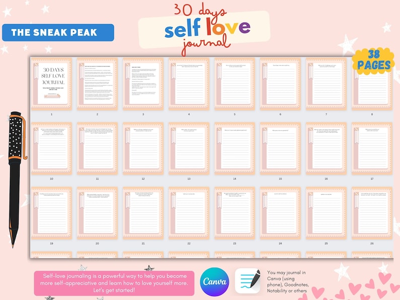 Self Love Journal Printable | 30 Day Self Love Journal Prompts| Self ...