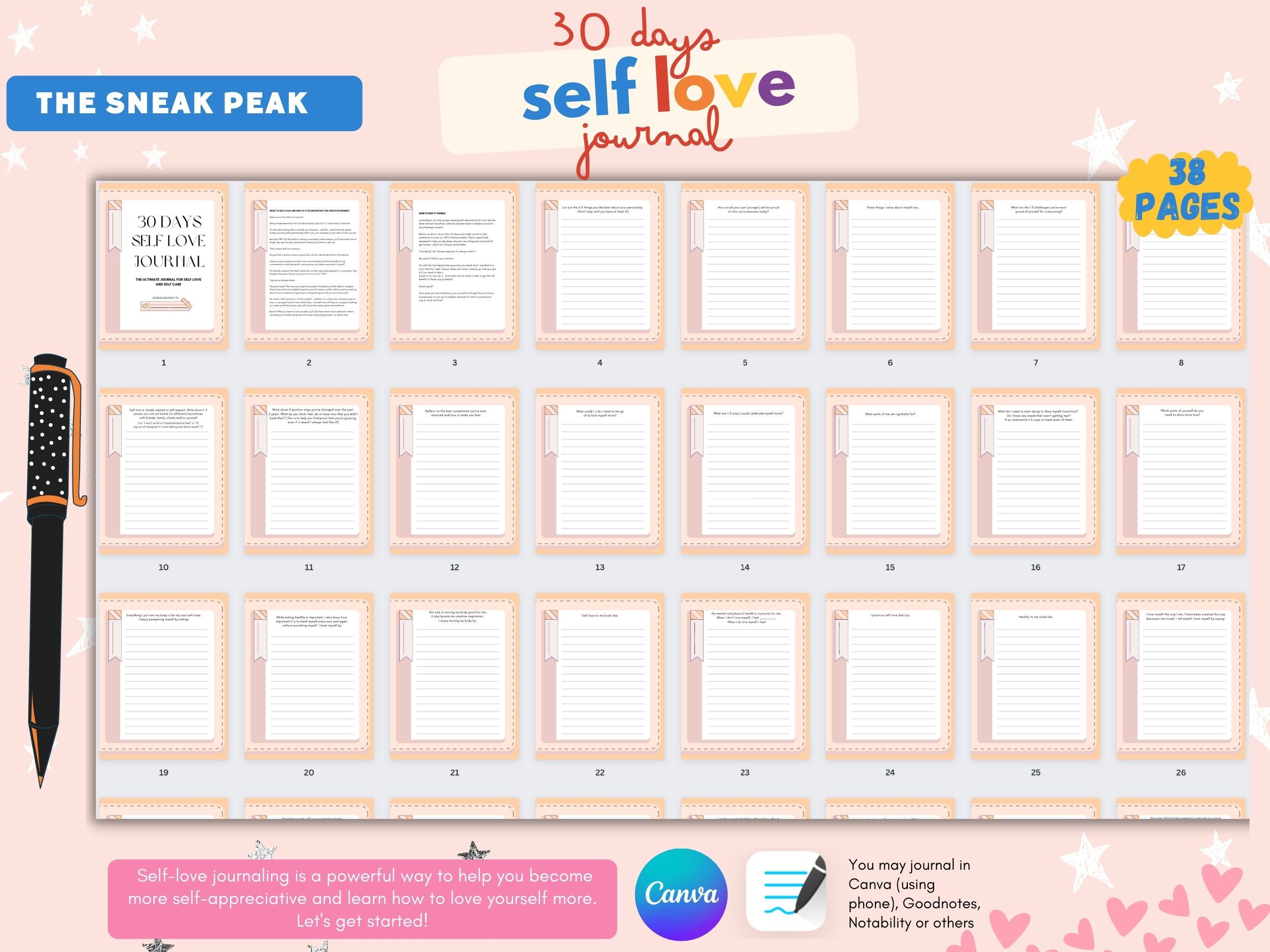 Self Love Journal Printable | 30 Day Self Love Journal Prompts| Self ...