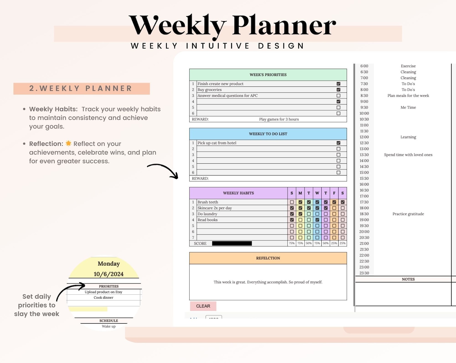 Daily Weekly Plan Spreadsheet Weekly Schedule Google Sheets Template ...