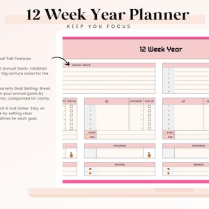 12 Week Year Planner Google Sheets Template, 90 Day Planner Google ...