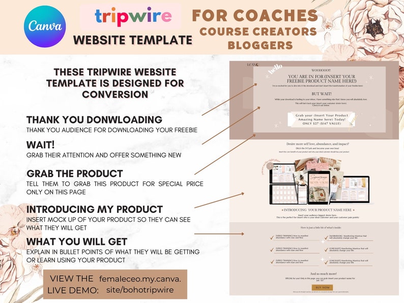 Canva Website TRIPWIRE Template for Coaches,online Course Creators ...