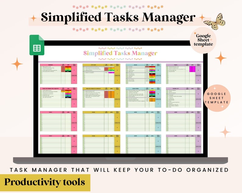 ADHD To-do List | Google Sheets Tasks Manager Spreadsheet | Get Things Done | Task Tracker,to-do ...