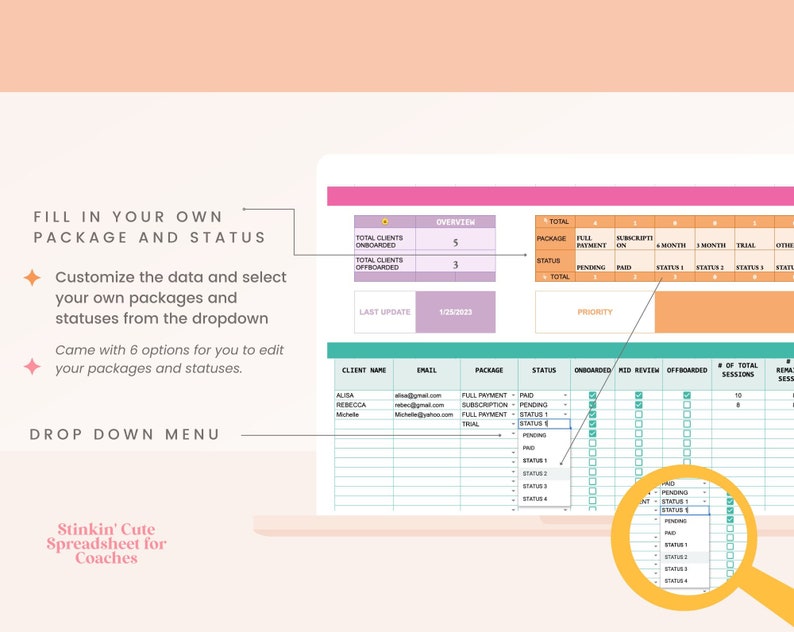 Client Session Tracker Spreadsheet for Coaches, CRM, Client Management ...