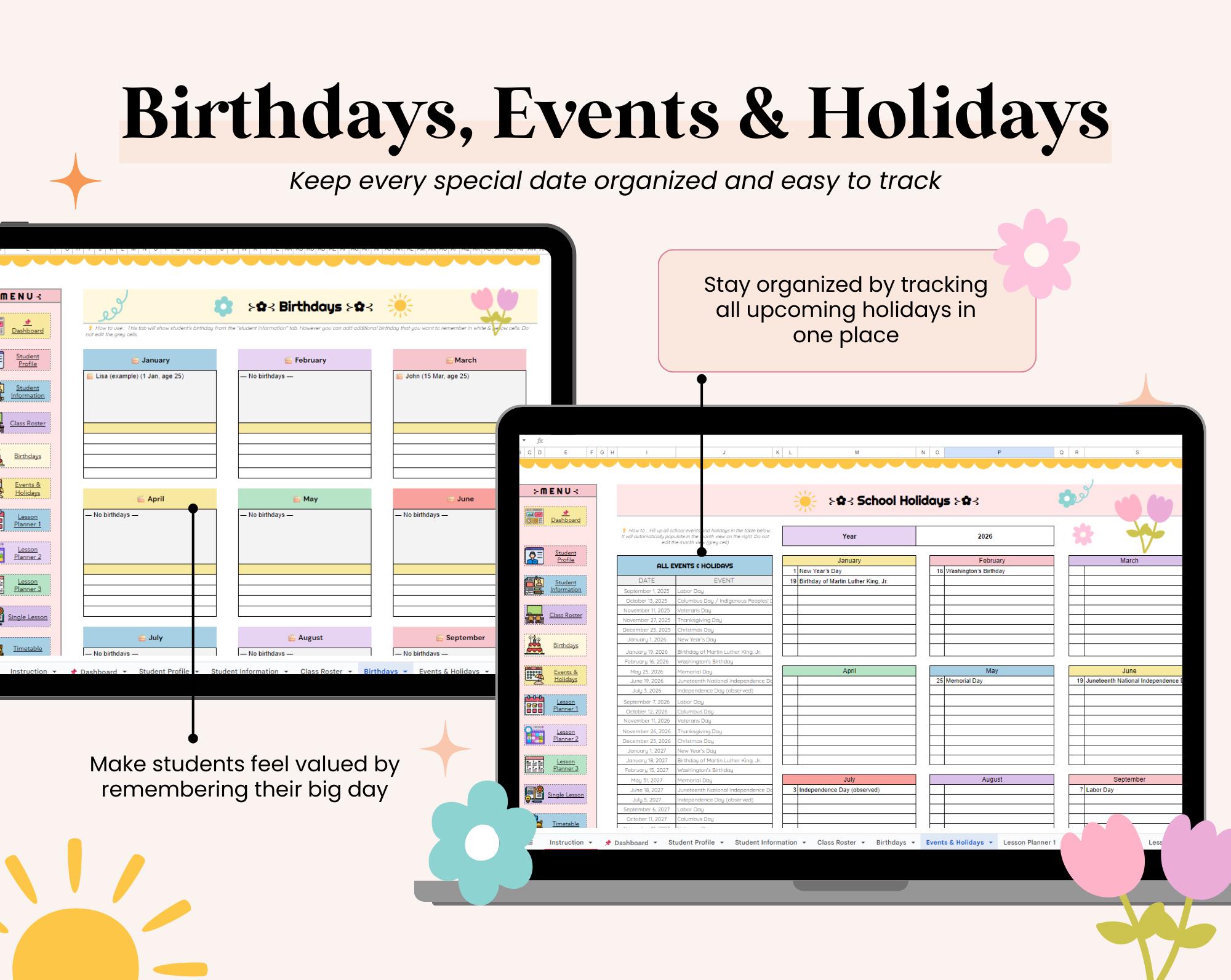Teacher Student Planner Google Sheets Tracker | Teacher Planner ...