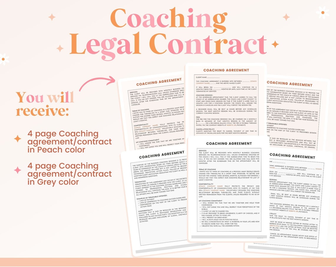 Coaching Contract Template, Coaching Agreement Template, Coaching ...