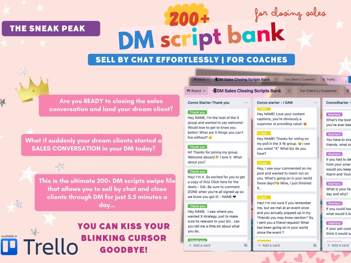 DM Sales Closing Scripts Bank for Coach Coaching Tools - Etsy