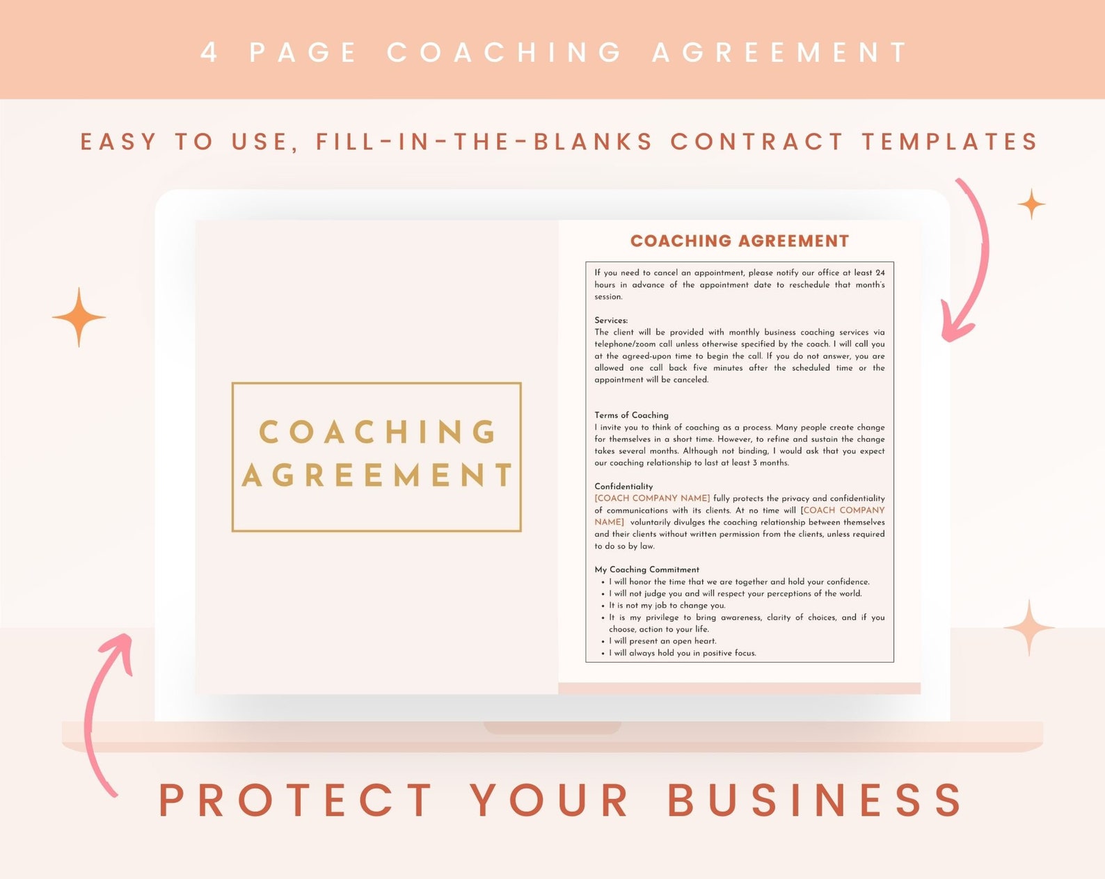 Coaching Contract Template, Coaching Agreement Template, Coaching ...
