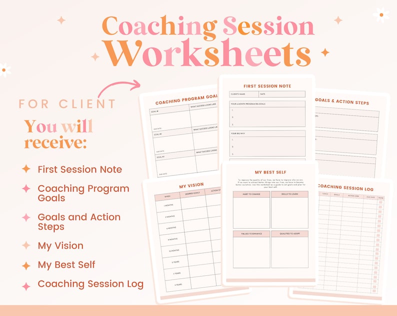 Coaching Session Worksheets |coaching Toolkit |coaching Worksheet ...