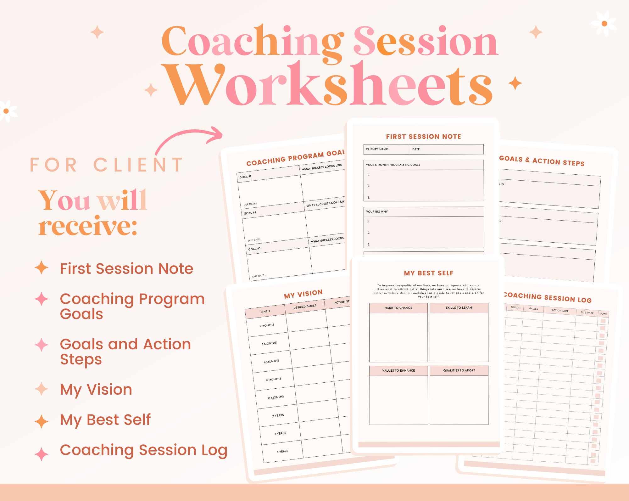 Coaching Session Worksheets |coaching Toolkit |coaching Worksheet ...