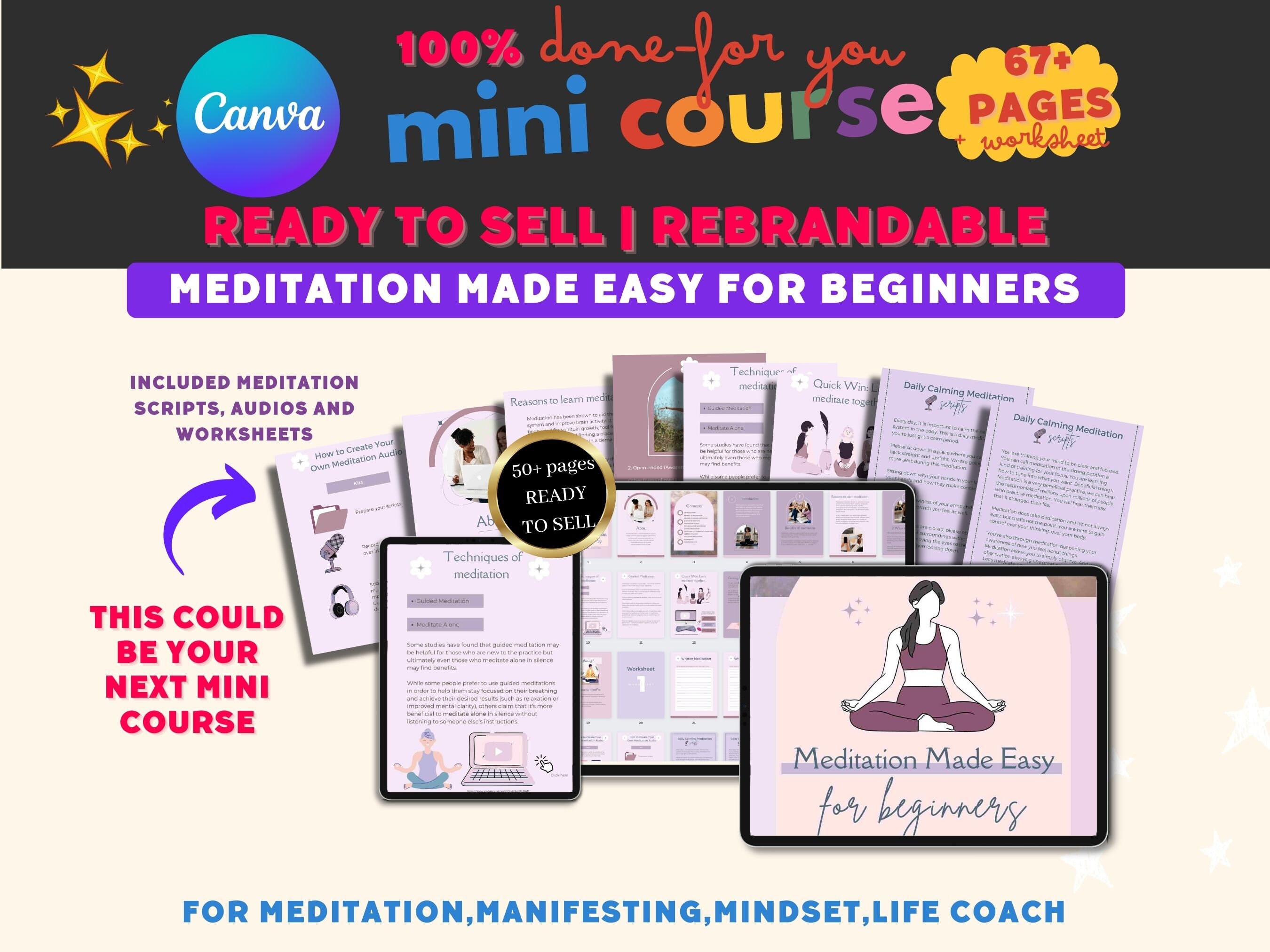 Done for You | Meditation Made Easy for Beginners Brandable Ecourse |editable Canva |life ...