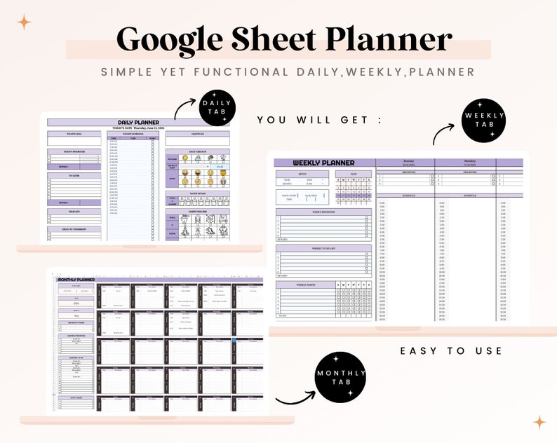 Daily Weekly Schedule Spreadsheet Daily Planner Google Sheets Template ...