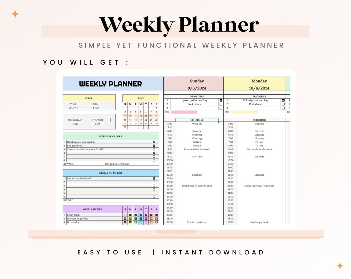 Daily Weekly Plan Spreadsheet Weekly Schedule Google Sheets Template ...