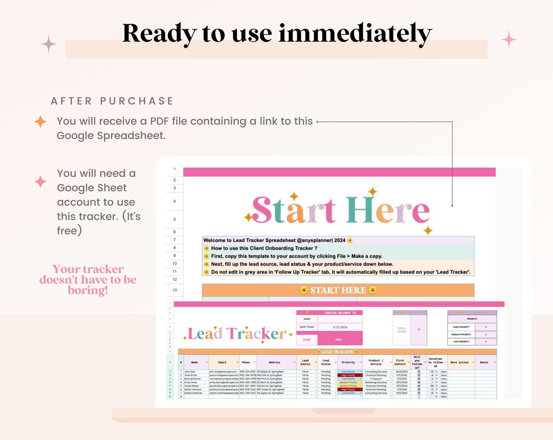 Lead Tracker Spreadsheet for Coaches, CRM, Client Relationship ...