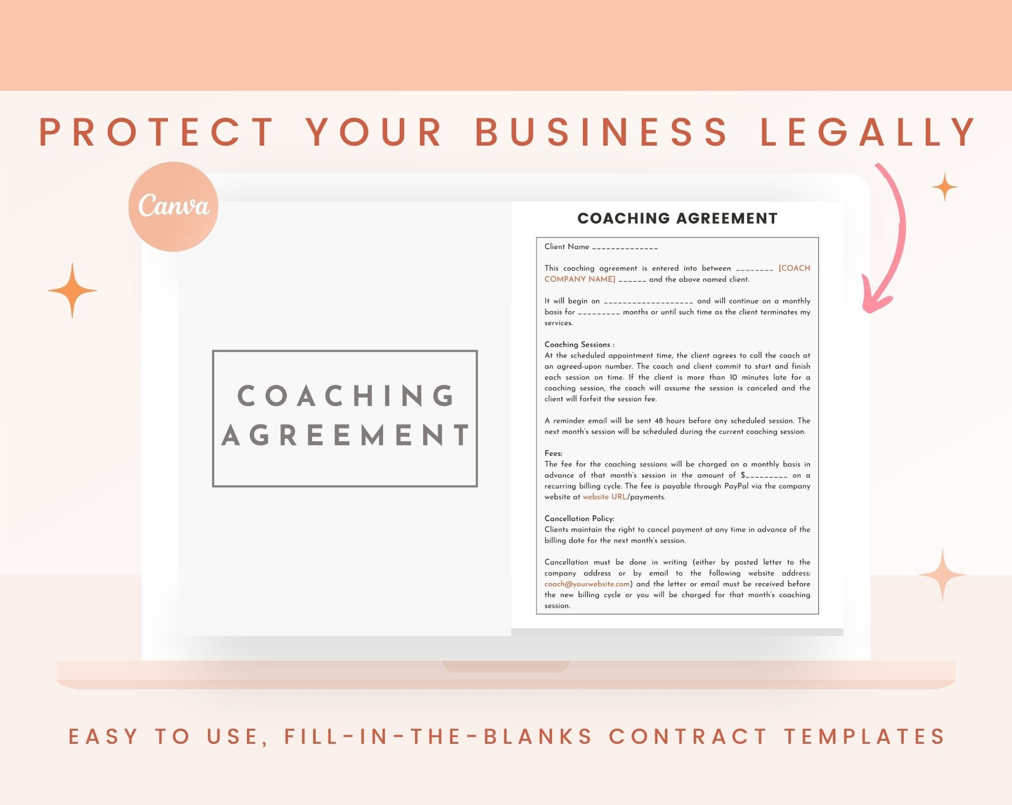 Coaching Contract Template, Coaching Agreement Template, Coaching ...