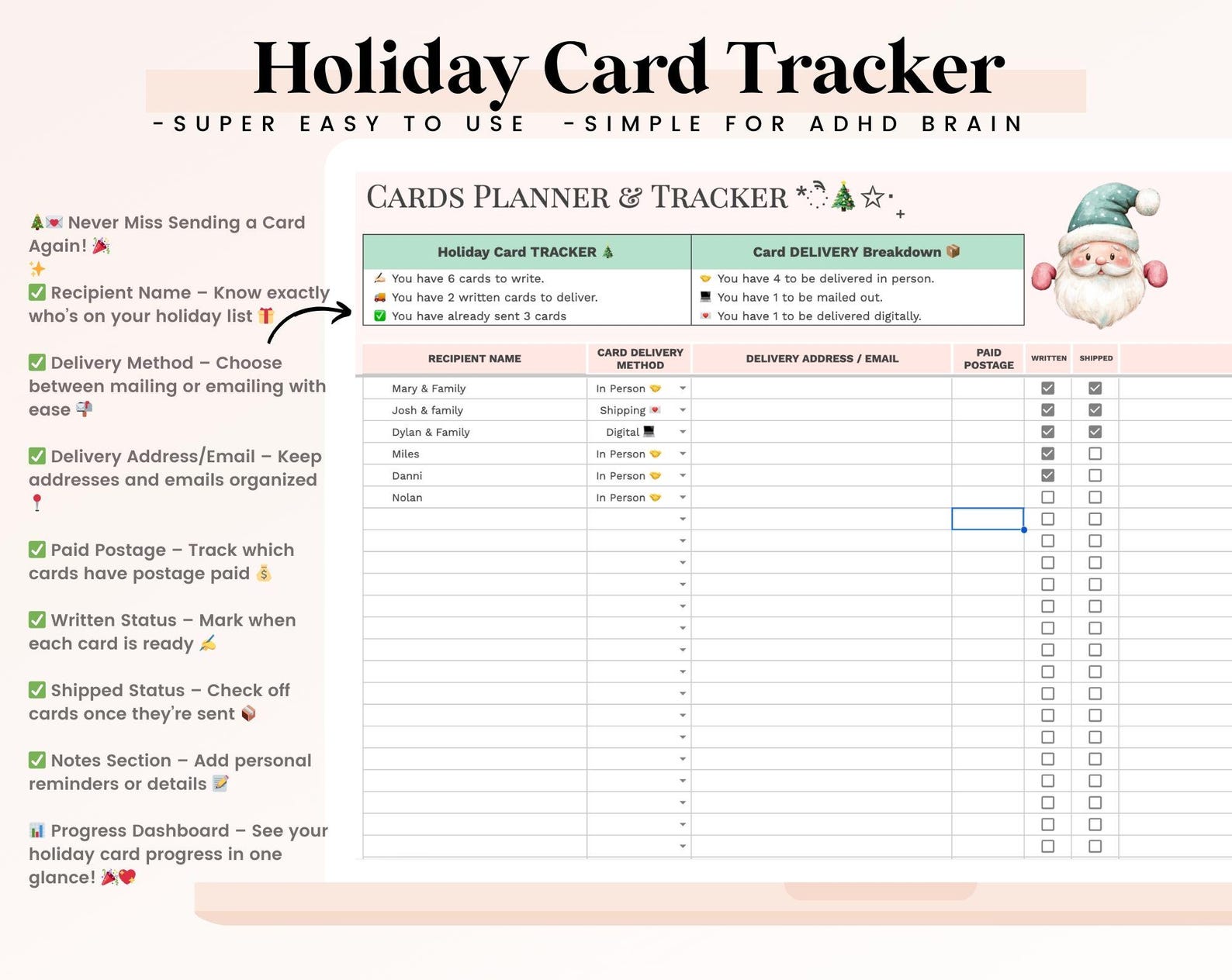 Christmas Budget Gift Tracker, Holiday Card Tracker, Christmas Planner ...