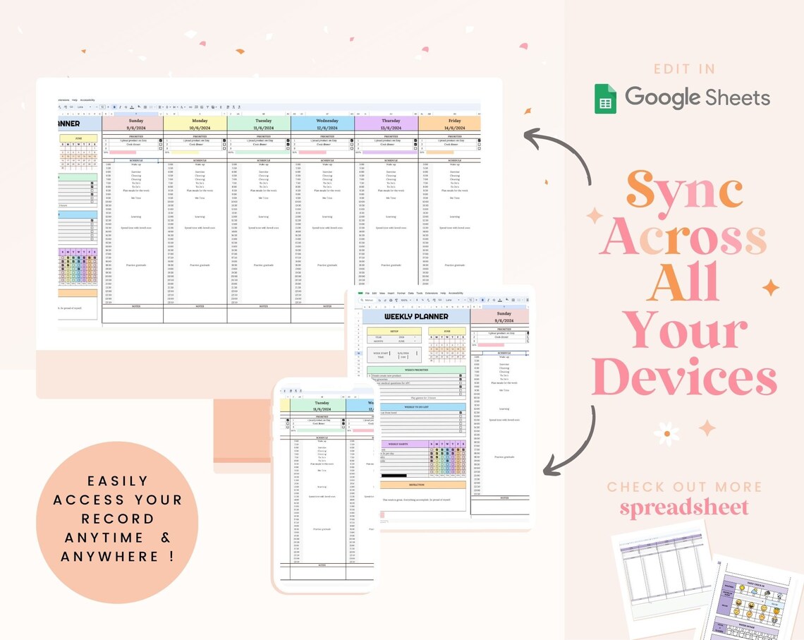 Daily Weekly Plan Spreadsheet Weekly Schedule Google Sheets Template ...