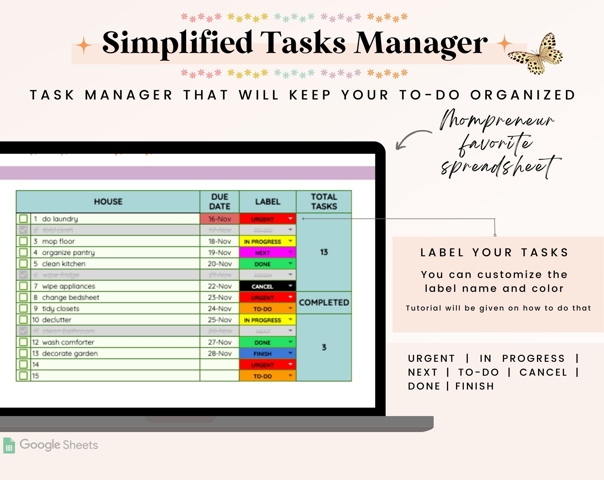 ADHD To-do List | Google Sheets Tasks Manager Spreadsheet | Get Things ...