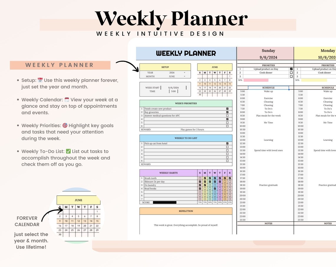 Daily Weekly Plan Spreadsheet Weekly Schedule Google Sheets Template ...