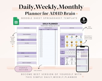 Daily Spreadsheet Google Sheet Monthly Calendar Template, Daily Weekly ...