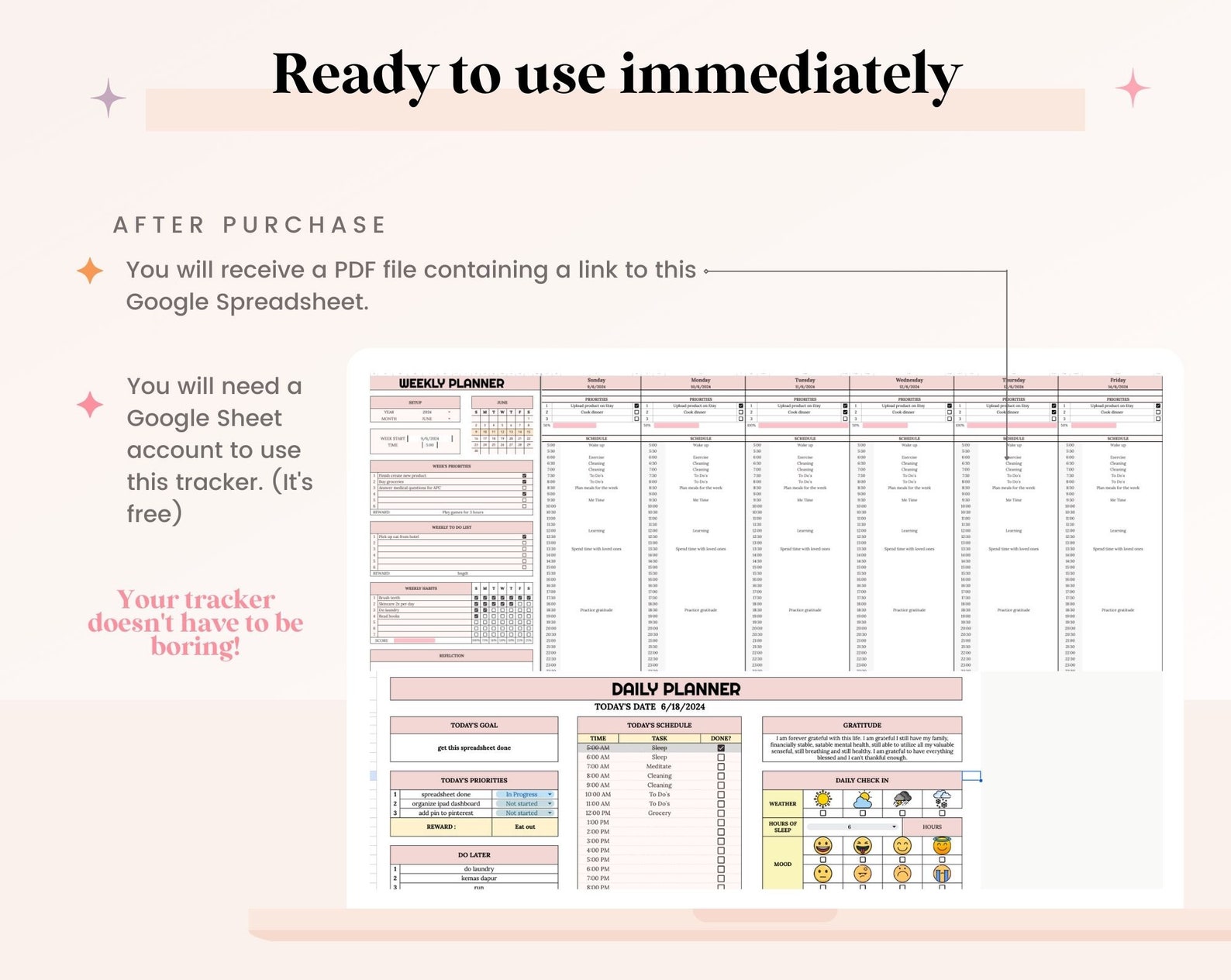 Daily Spreadsheet Google Sheet Monthly Calendar Template, Daily Weekly ...