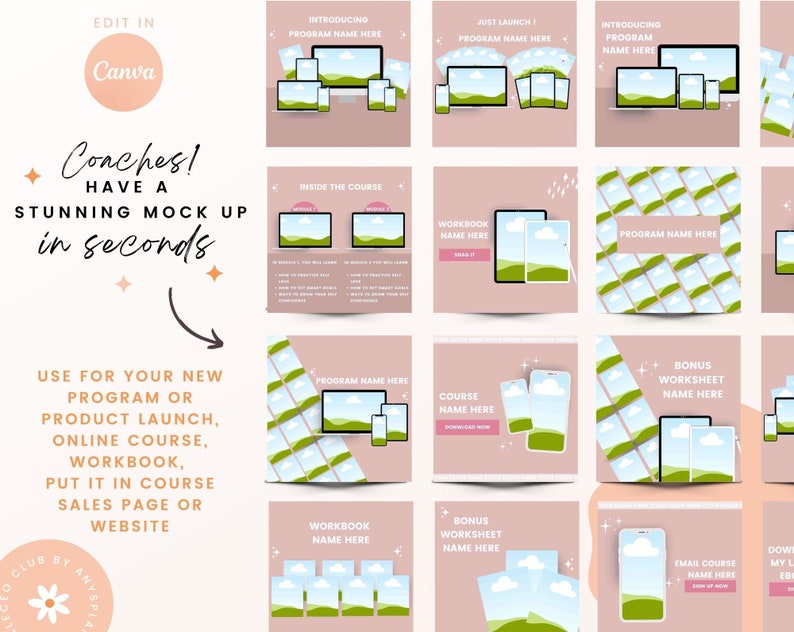 Mock up Canva Template for Coaches, Course Creator Mockups,digital ...