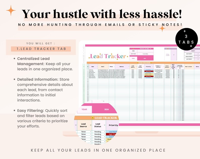 Lead Tracker Spreadsheet for Coaches, CRM, Client Relationship ...