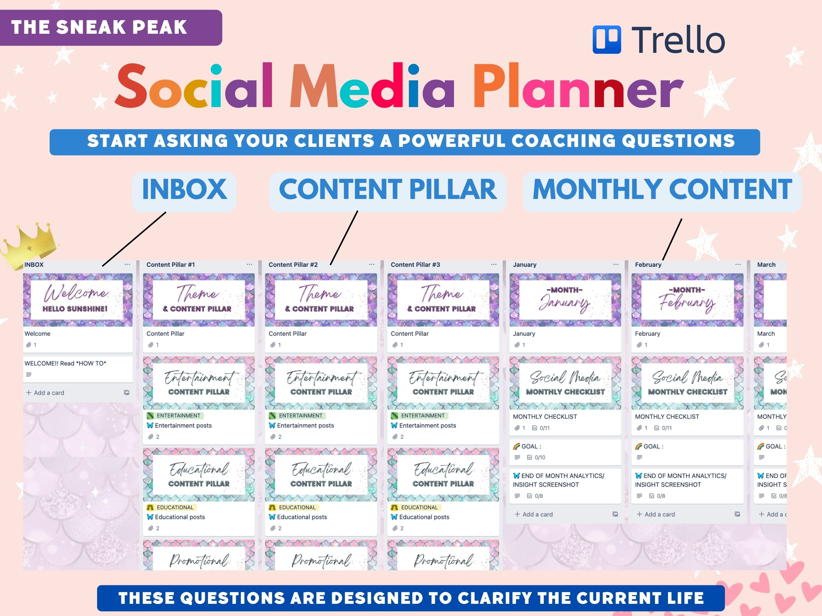 Social Media Content Planner Trello Template | Instagram Planner ...